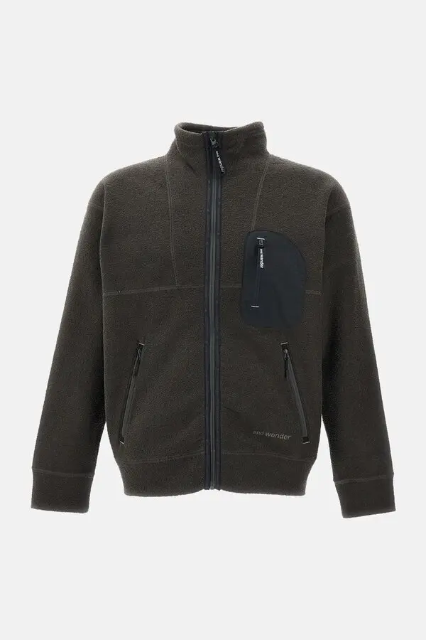 AND WANDER Giacca Pile Con Zip - Grey