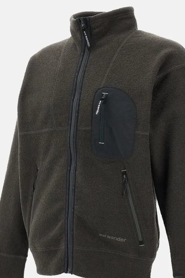 AND WANDER Giacca Pile Con Zip - Grigio