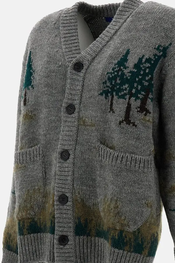 Junya Watanabe Cardigan In Maglia Intarsio Landscape