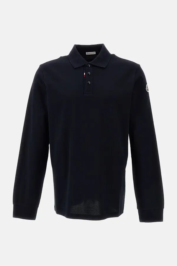 Moncler Polo A Maniche Lunghe - Blue