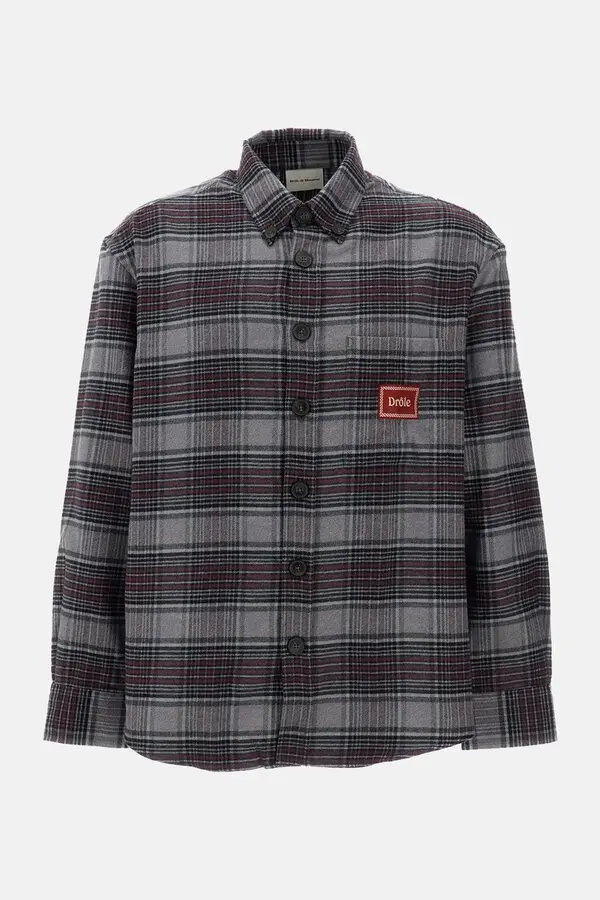 Drole De Monsieur Camicia Boxy Di Flanella A Quadri - Grigio