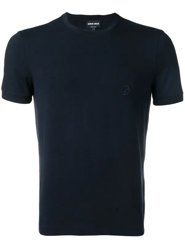 Giorgio Armani Stretch Viscose Jersey Crew Neck T-shirt - Blue