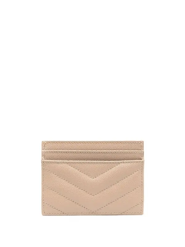 Saint Laurent Cassandre Matelassé Card Case In Grain De Poudre Leather