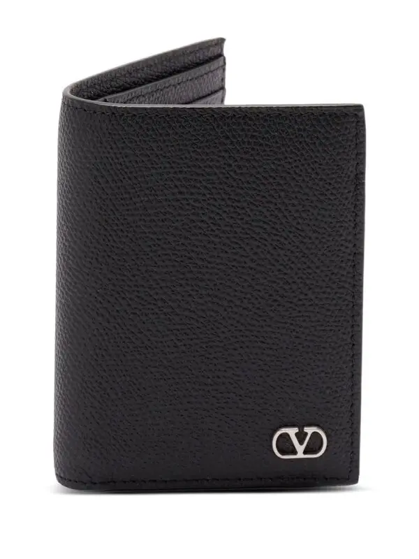Valentino Garavani Vlogo Signature Cardholder In Grainy Calfskin - Black