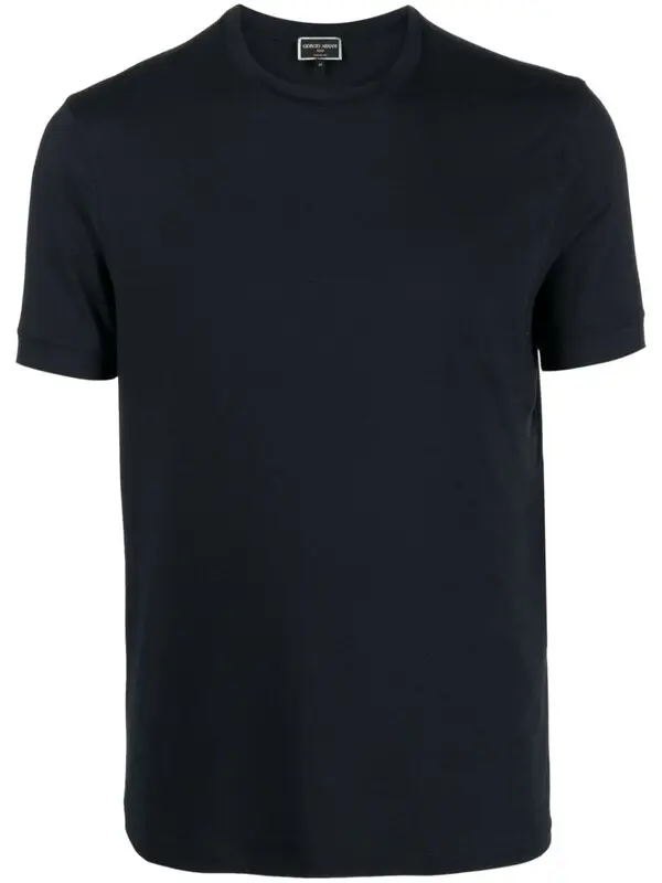 Giorgio Armani Icon Crew-neck T-shirt In Stretch Viscose Jersey - Blue