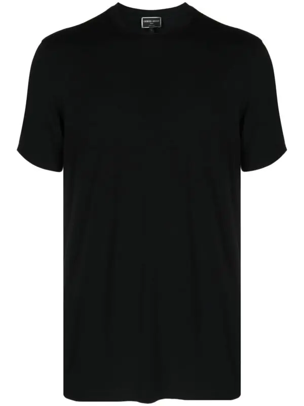 Giorgio Armani Icon Crew-neck T-shirt In Stretch Viscose Jersey - Black