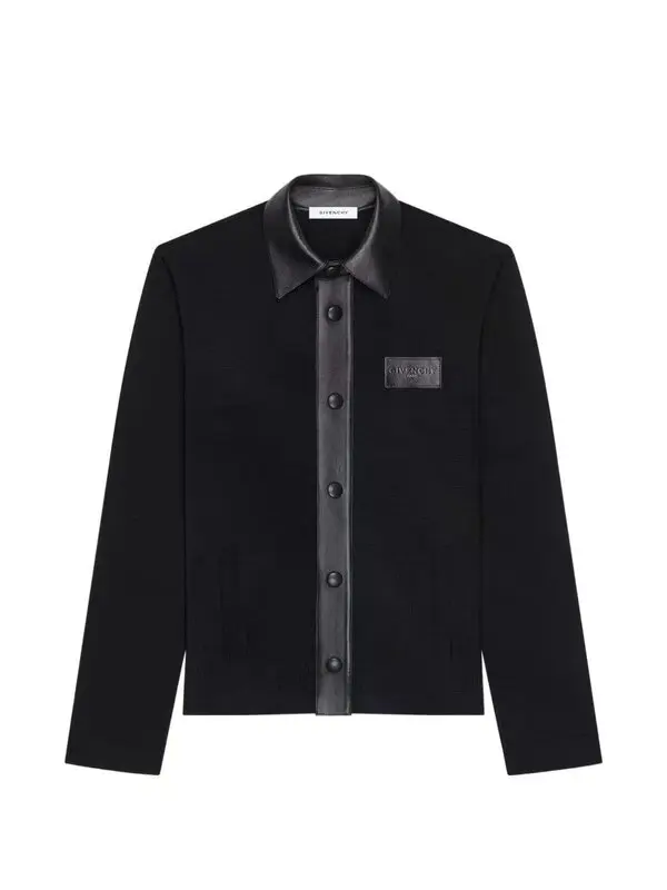 Givenchy Cardigan In Wool With Leather Details - Black
