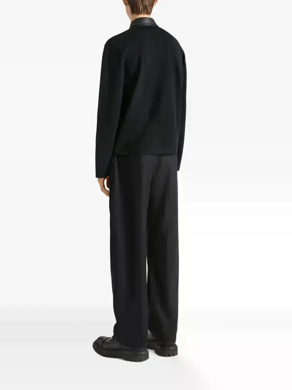 Givenchy Cardigan In Wool With Leather Details