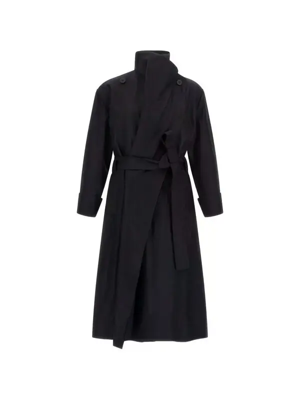 Issey Miyake Shell Asymmetrical Trench Coat - Black