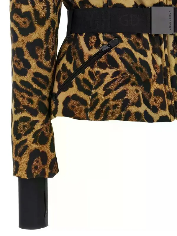 Goldbergh Jagger Leopard-print Peplum Ski Jacket