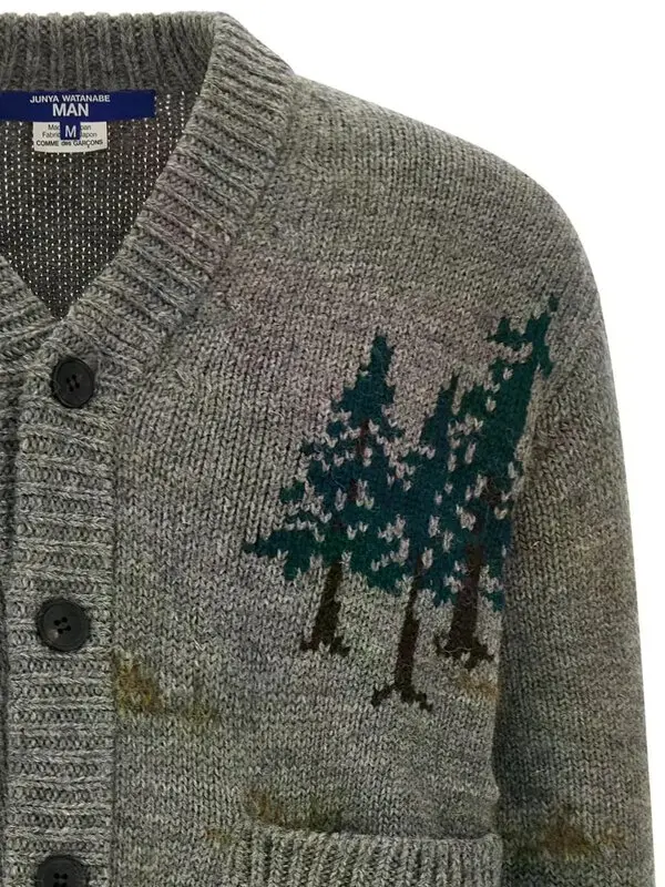 Junya Watanabe Intarsia-knit Landscape-pattern Cardigan