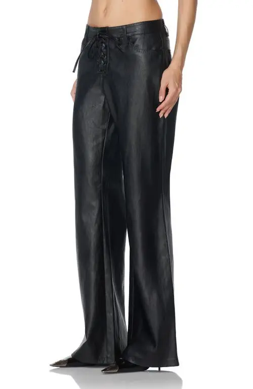 AFRM Lace Up Low Rise Flare Faux Leather Pants