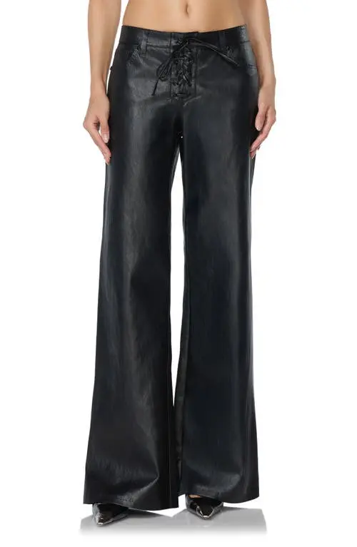 AFRM Lace Up Low Rise Flare Faux Leather Pants - Noir