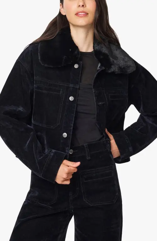 Habitual Faux Fur Collar Cropped Jacket