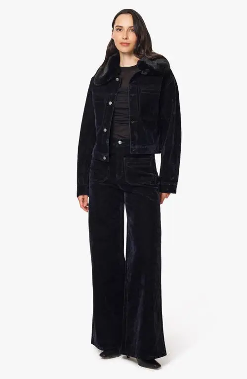 Habitual Faux Fur Collar Cropped Jacket
