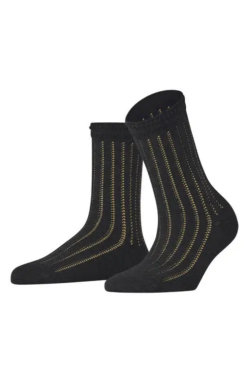 Falke Eyelet Cotton Blend Crew Socks - Black