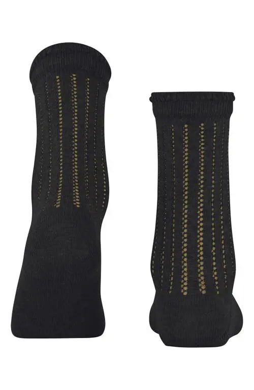 Falke Eyelet Cotton Blend Crew Socks - Black