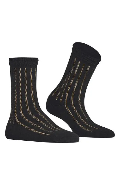 Falke Eyelet Cotton Blend Crew Socks - Black