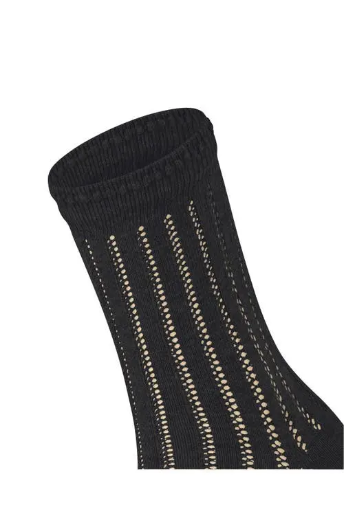 Falke Eyelet Cotton Blend Crew Socks - Black