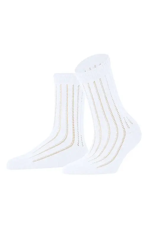 Falke Eyelet Cotton Blend Crew Socks - White