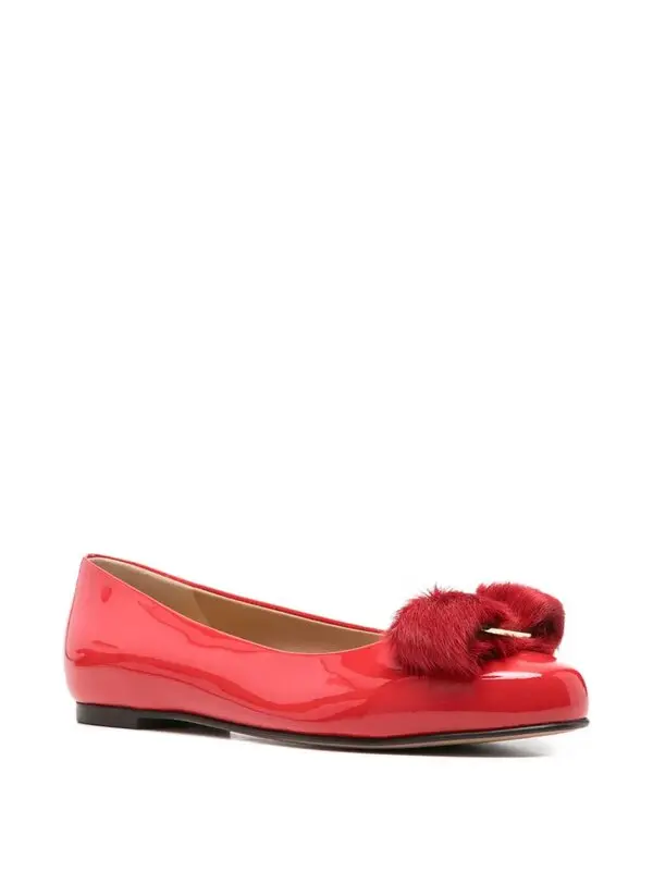 FERRAGAMO Varina Fur Patent Leather Ballet Flats Ballet Flats