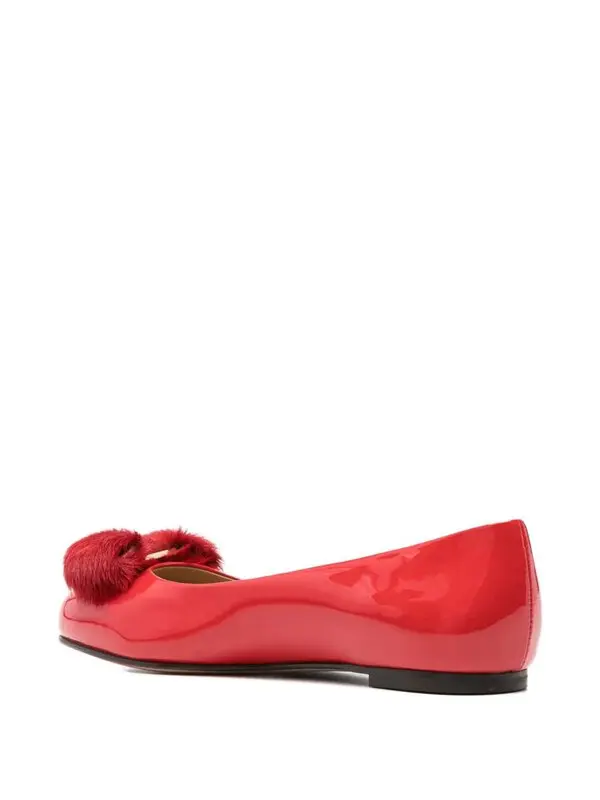 FERRAGAMO Varina Fur Patent Leather Ballet Flats Ballet Flats