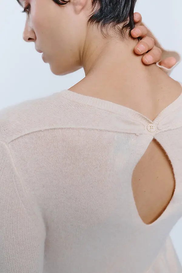 Maeve 100% Cashmere Peplum Sweater - Ivory