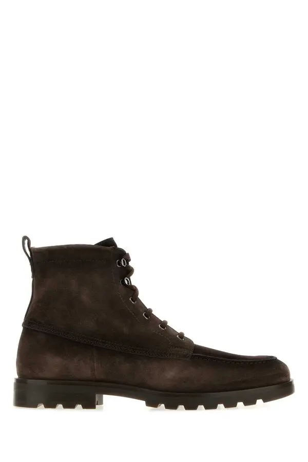 Santoni Dark Suede Flair Ankle Boots - Brown