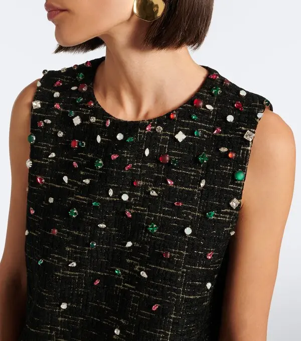 La DoubleJ La Scala Embellished Bouclé Lurex® Top