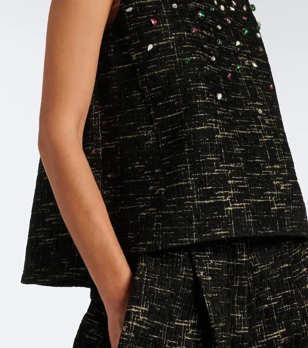 La DoubleJ La Scala Embellished Bouclé Lurex® Top