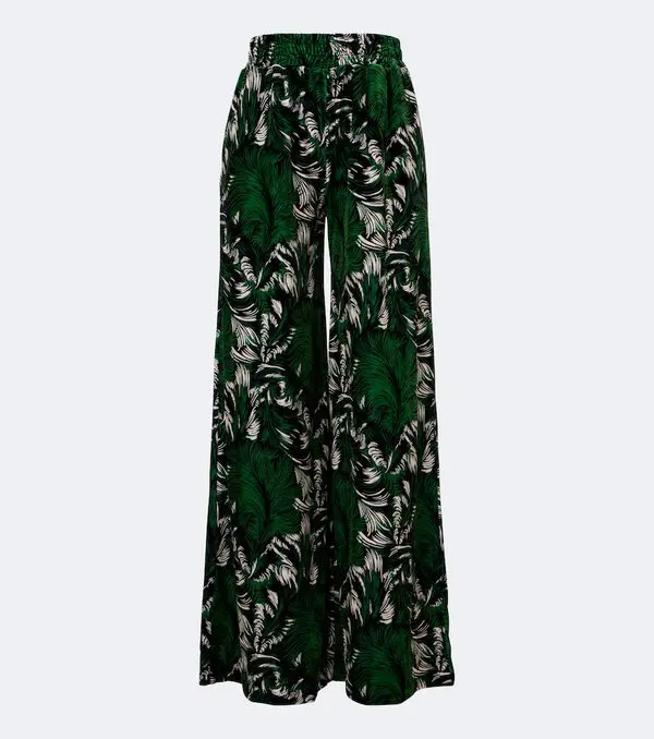 La DoubleJ Printed Jersey Palazzo Pants - Green