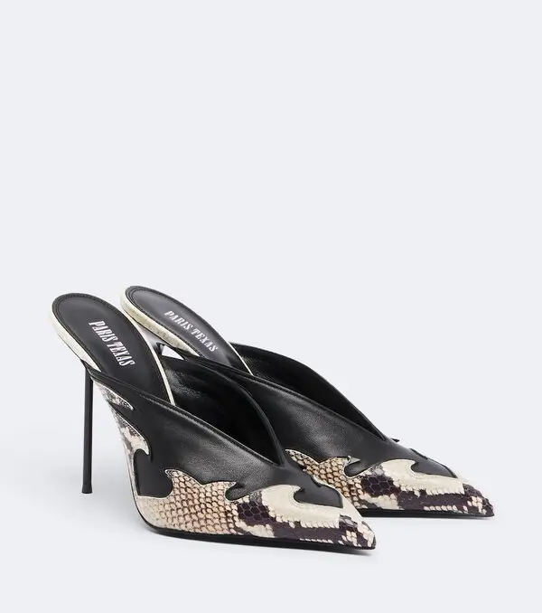 Paris Texas Lidia Queen Of Hearts Leather Mules - Black