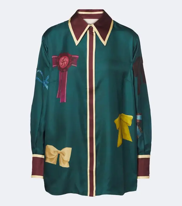 ALEMAIS Alémais Rosette Printed Silk Twill Shirt - Multicoloured