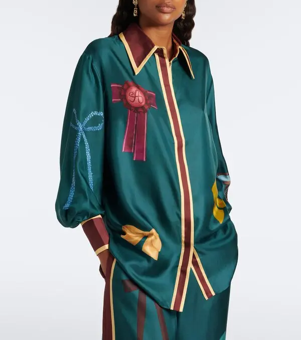 ALEMAIS Alémais Rosette Printed Silk Twill Shirt
