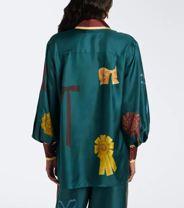 ALEMAIS Alémais Rosette Printed Silk Twill Shirt