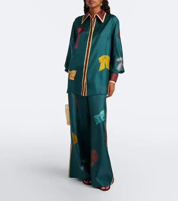 ALEMAIS Alémais Rosette Printed Silk Twill Shirt