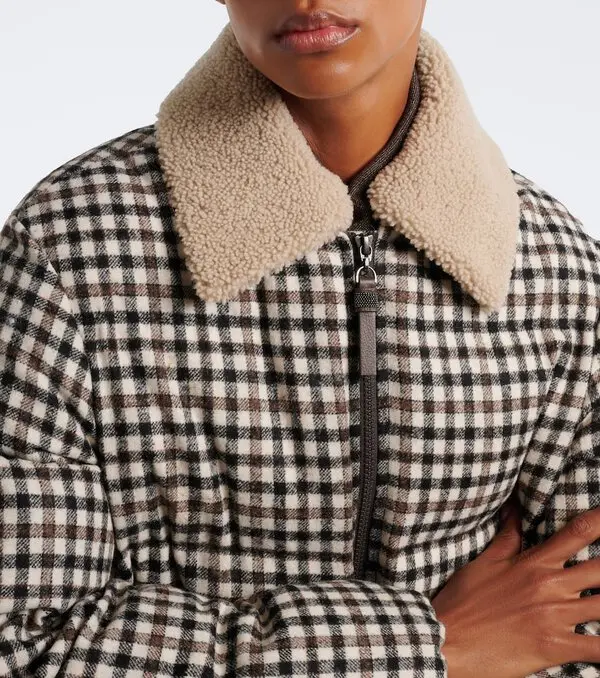 Brunello Cucinelli Checked Alpaca And Wool-blend Down Jacket