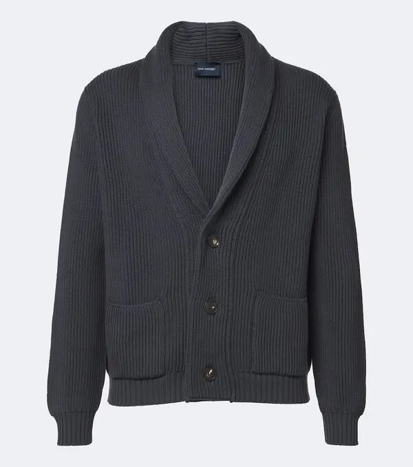 Thom Sweeney Ribbed-knit Wool Cardigan - Grey