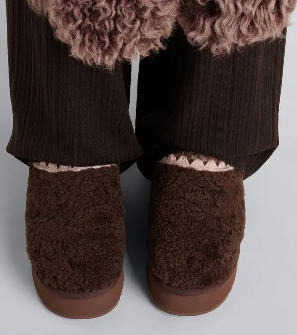 Mou Shearling Platform Mules