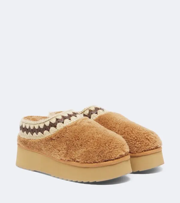 Mou Shearling Platform Mules