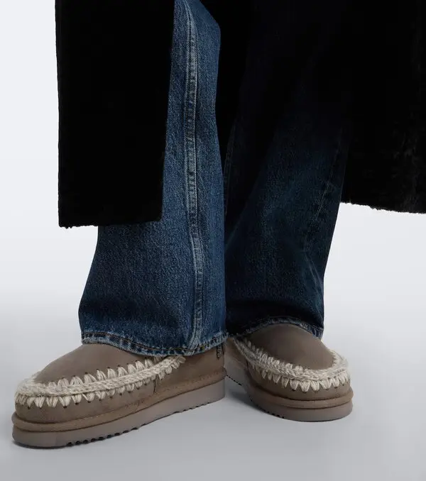 Mou 18 Shearling-lined Suede Ankle Boots - Grey