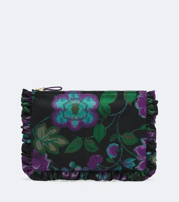 La DoubleJ Floral Ruffled Jacquard Pouch - Multicoloured
