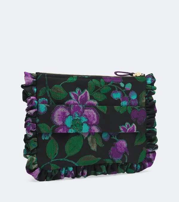 La DoubleJ Floral Ruffled Jacquard Pouch