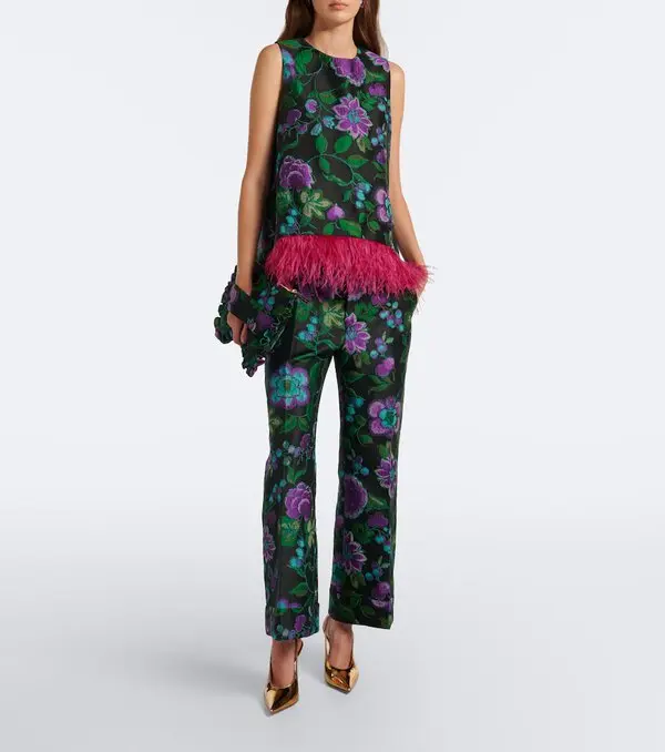 La DoubleJ Floral Ruffled Jacquard Pouch