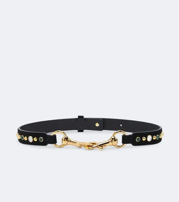 Etro Pony Embellished Suede Belt - Black