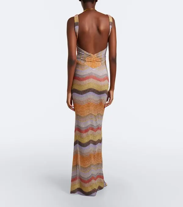Missoni Wave Gathered Open-back Lamé Gown - Multicoloured