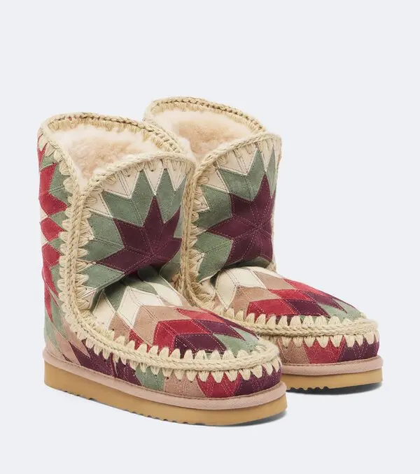 Mou Shearling-lined Suede Ankle Boots - Multicoloured