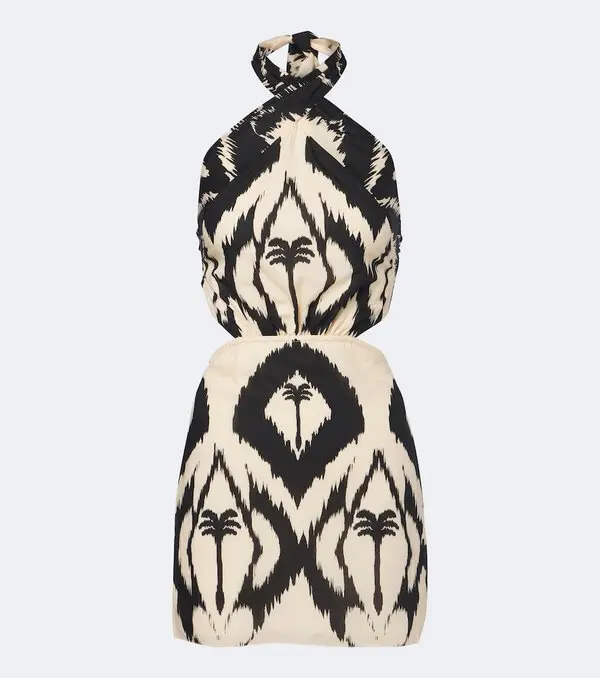 Johanna Ortiz Printed Cotton Halterneck Minidress