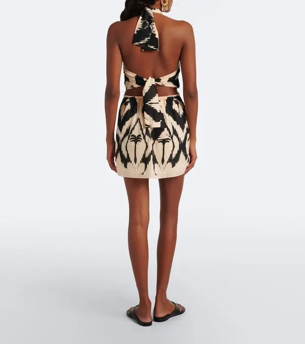 Johanna Ortiz Printed Cotton Halterneck Minidress