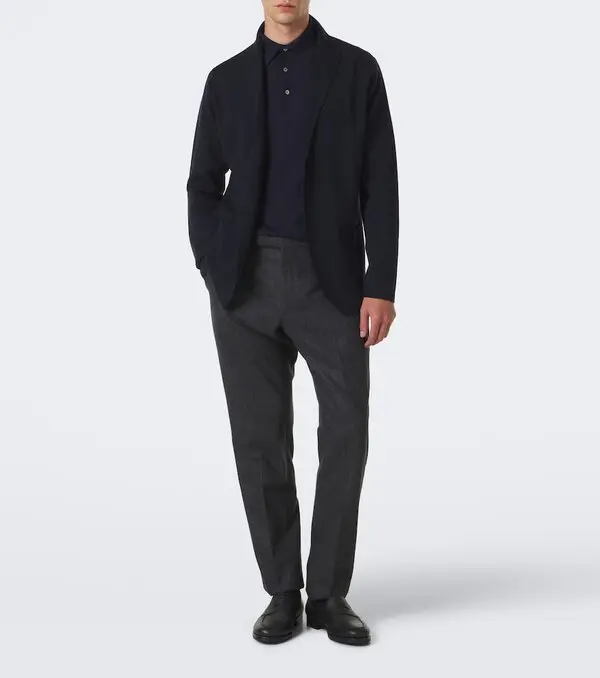 Thom Sweeney Knitted Wool Blazer - Blue